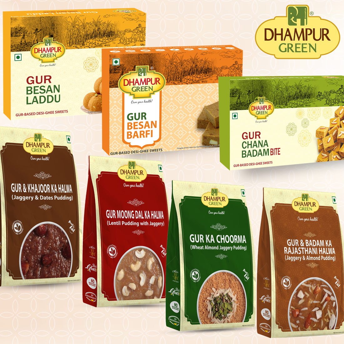 Buy Jaggery, Snacks Sweets Mocktails & Sugars Online | Dhampur Green