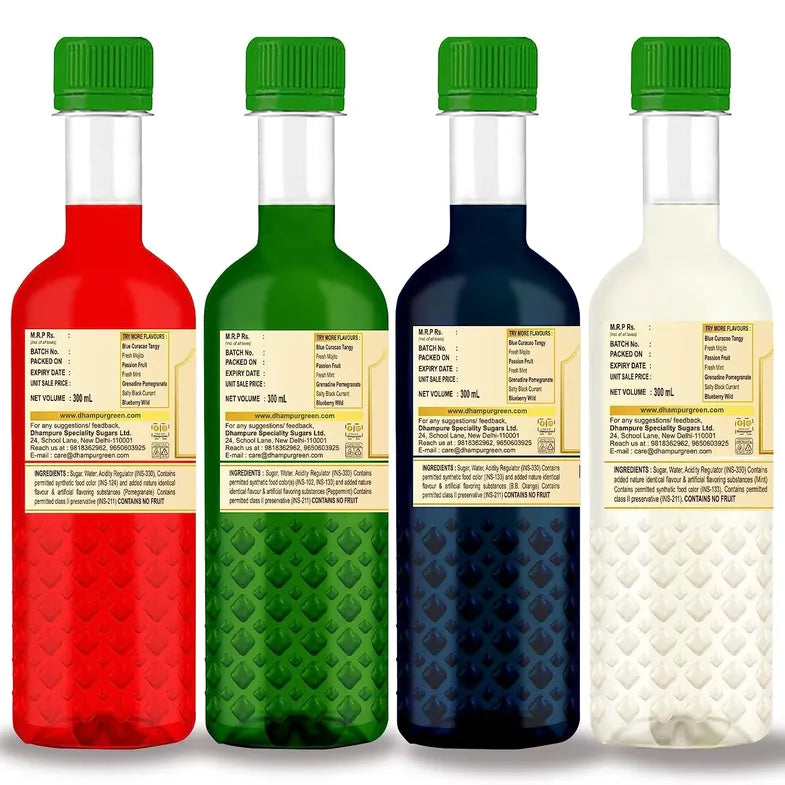 Mocktail Syrups Combo- Grenadine Mocktail, Fresh Mint, Blue Curacao ...
