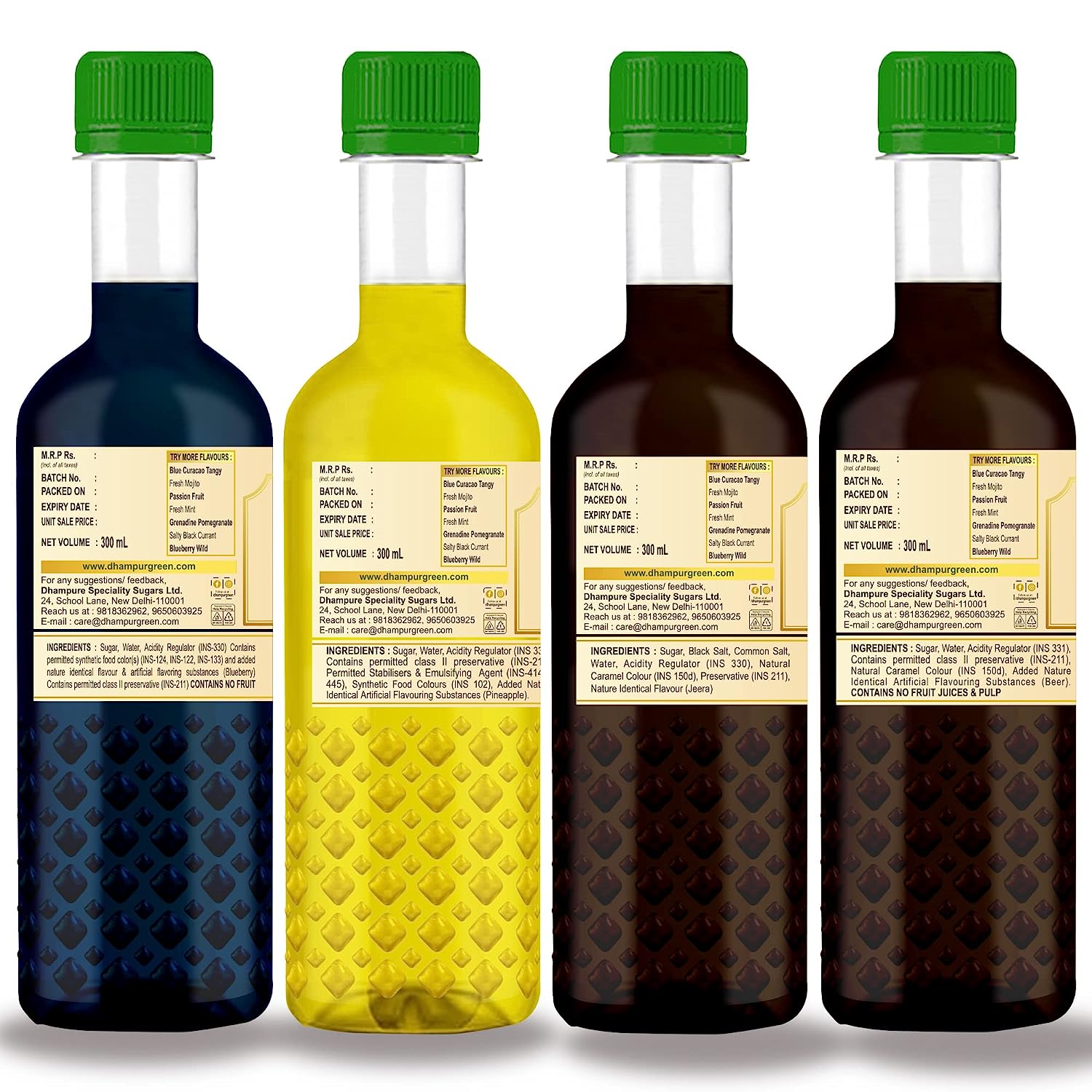 Mocktail Syrups Combo - Blueberry, Kerala Pineapple, Jeera Masala Shik ...