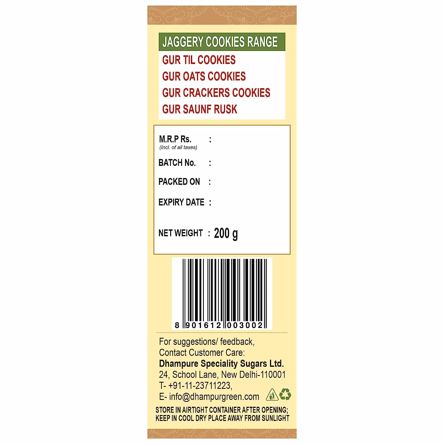 Gur Till Cookies -200g - Dhampurgreen – Dhampur Green