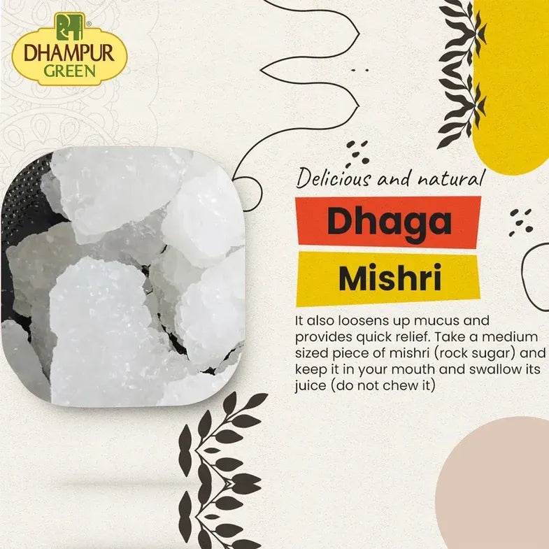 Dhaga Mishri 750gm – Traditional Indian Crystal Sugar – Dhampur Green