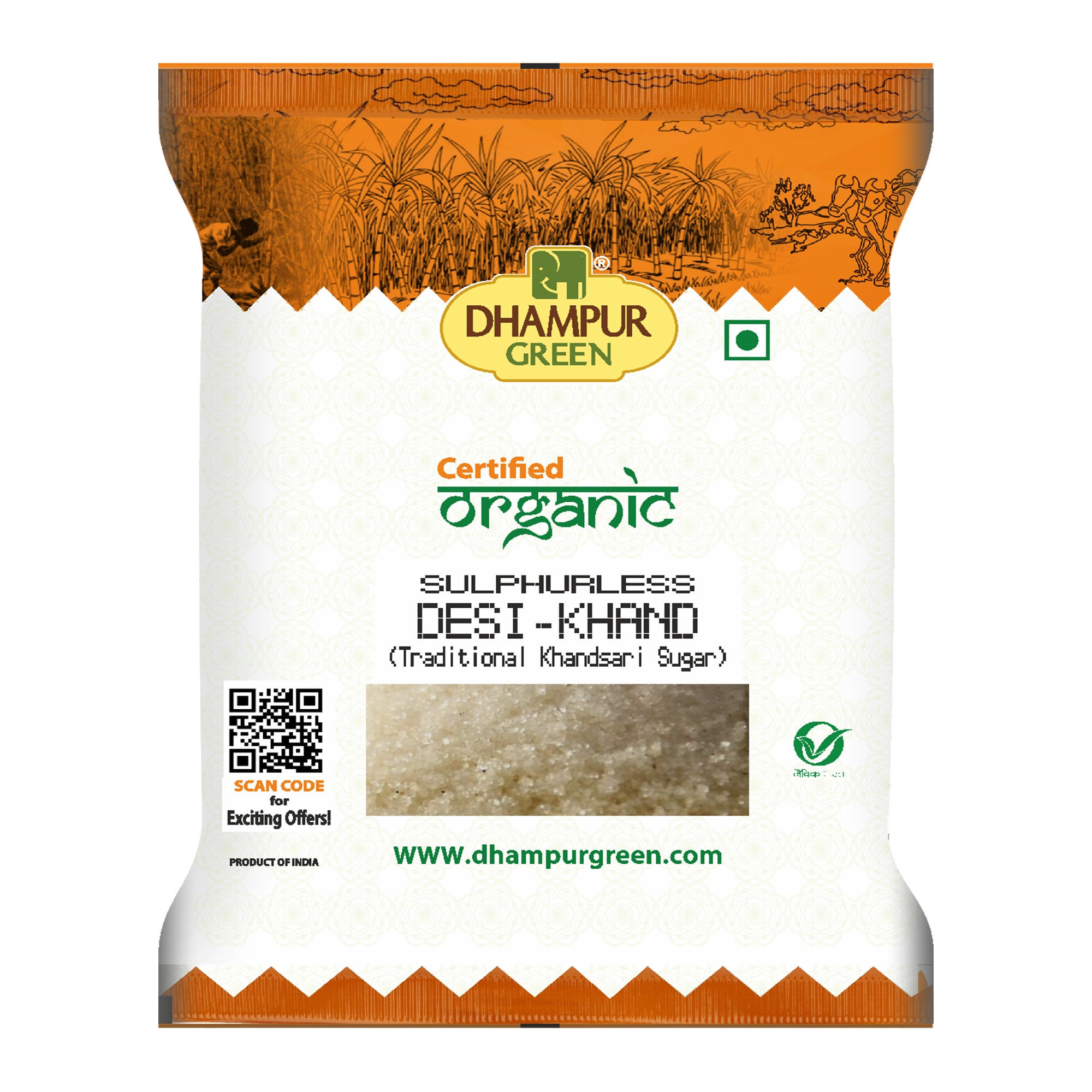 Organic Desi Khand (Sulphurless) 800gm – Dhampur Green
