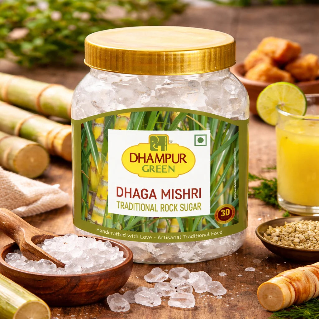 Dhaga Mishri 750gm – Traditional Indian Crystal Sugar – Dhampur Green
