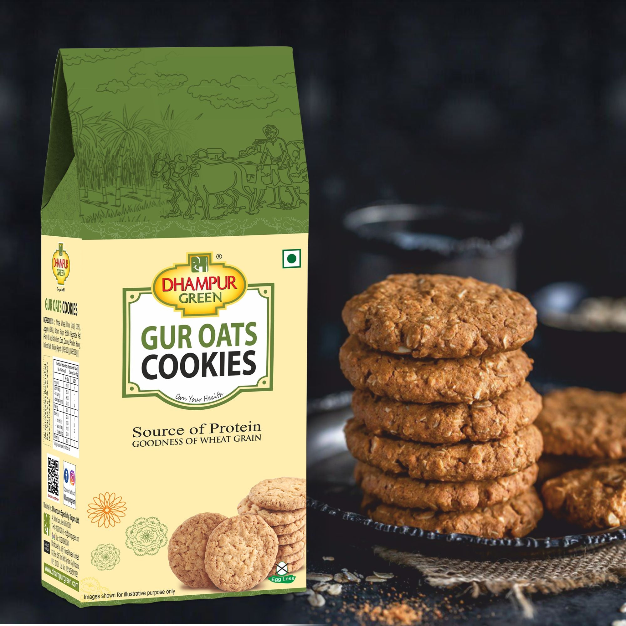 Gur Oats Jaggery Cookies 200gm – Dhampur Green