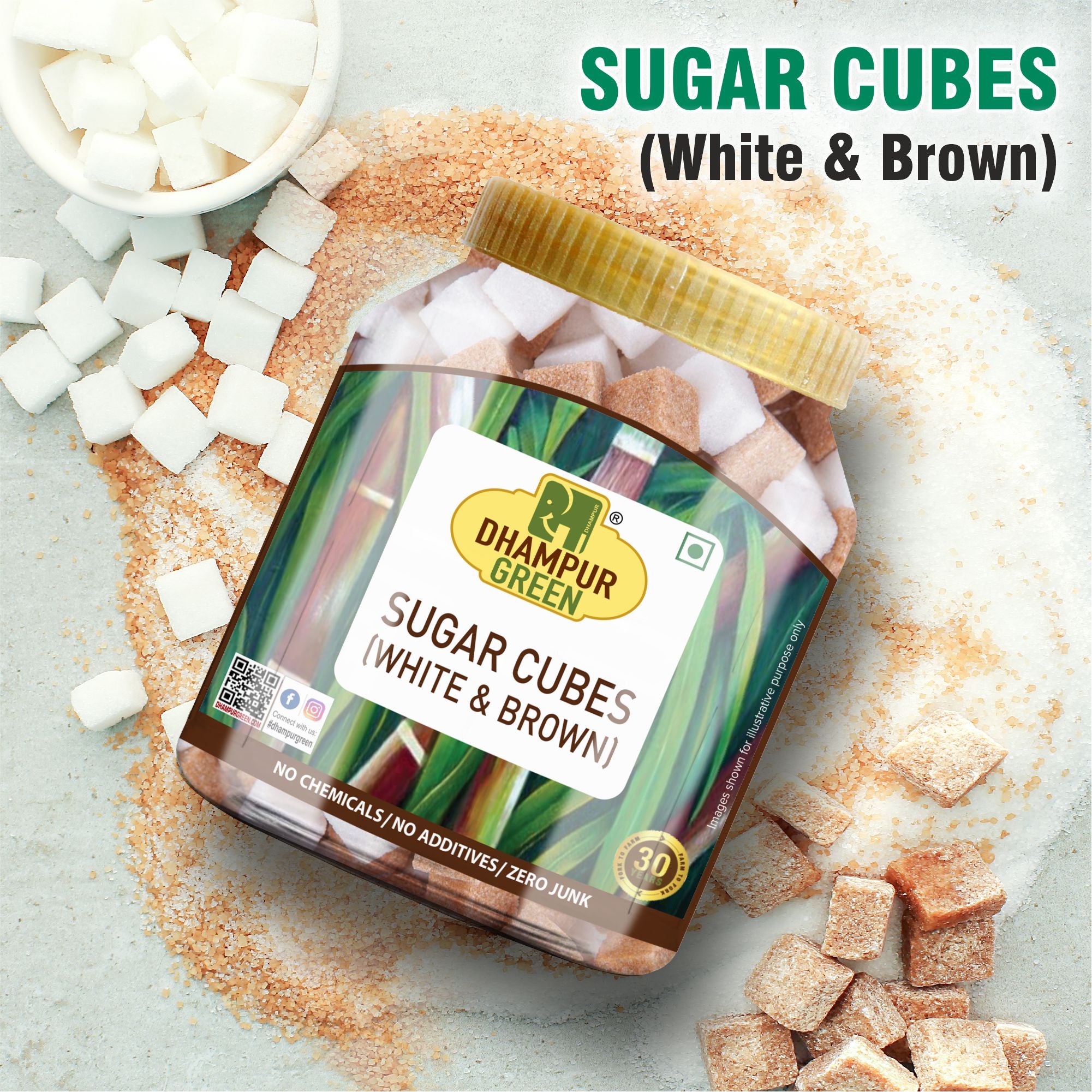 Mix Sugar Cube White & Brown, 800g – Dhampur Green